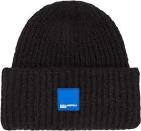 Karl Lagerfeld Karl Lagerfeld Jeans, Femme, Bonnet Avec Logo Encadré, Noir, One size