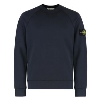 Stone Island Baumwoll-Crew-Neck-Sweatshirt mit Logo-Patch - - Sweatshirts & Hoodies - Herren - Blau - M