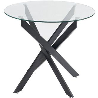 Vente-Unique Vente-unique - Table &agrave; manger ronde 2 personnes en verre tremp&eacute; et m&eacute;tal noir - Transparent - cosima