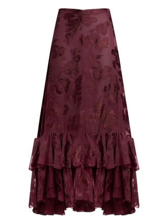 Etro jupe longue volantée à fleurs - Rouge