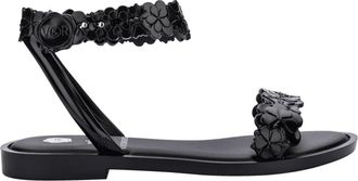 Melissa Damen Wave Blossom + Flache Sandale, Schwarz, 41 EU