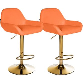 Clp 2er Set Barhocker Braga Gold Kunstleder orange
