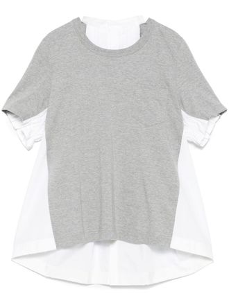 sacai t-shirt &agrave; empi&egrave;cements contrastants - Gris