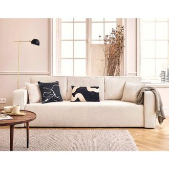 Best Mobilier Bestmobilier - Topaze - 3-sitzer einzelsofa schlaffunktion und bettkasten aus strukturiertem samt - beige