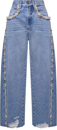 PatBo Patbo, Femme, Jeans, Bleu, Taille: 34 FR Camila Coelho Beaded Denim Pant