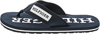 Tommy Hilfiger Herren Flip Flops Patch Hilfiger Beach Sandal Zehentrenner, Blau (Desert Sky), 40