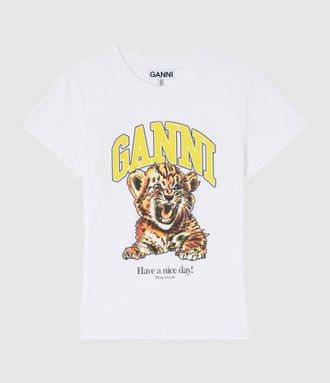 Ganni Tee Shirt Basic Baby Fit Tiger Bright White