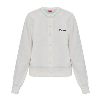 Kenzo Cardigan en laine avec logo brod&eacute; - Femme - Pulls - Blanc - Taille: 40 FR