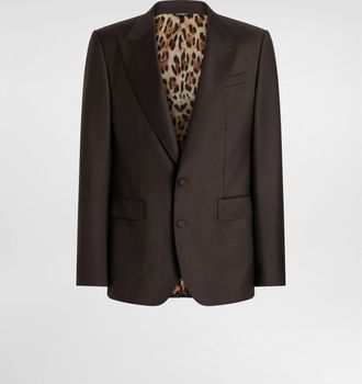 Dolce & Gabbana Single-breasted Sicilia Light Jacket In Light Wool - Mann Anz&uuml;ge Und Blazer Braun 46