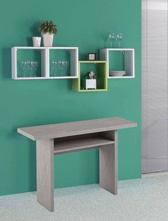 Dmora Ausziehbare Konsole Lavanda, Esstisch mit Klapp&ouml;ffnung, ausziehbare Mehrzweckkonsole, 100% Made in Italy, 120 x 70 x 75 cm, Zement