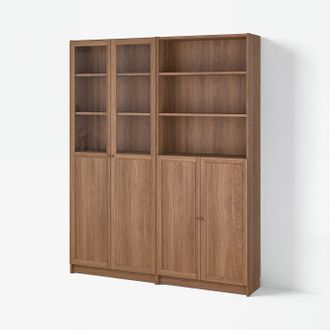 IKEA BILLY / OXBERG B&uuml;cherregal mit Paneel-/Vitrt&uuml;ren