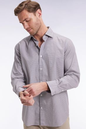 Eden Park Chemise En Popeline De Coton &Agrave; Micro-motifs Beige Coupe Droite