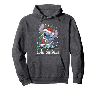 Disney Lilo & Stitch Christmas Santa I Can Explain Cute Mess Pullover Hoodie