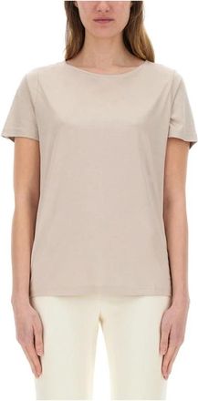Fay Femme, Tops, Beige, Taille: 42 FR T-Shirt &agrave; Manches Courtes et Col Rond