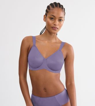 Triumph Minimizer-BH TRIUMPH Essential Minimizer, Damen, Gr. 85, Cup D, lila, Microtouch, Obermaterial: 70% Polyamid, 30% Elasthan, BHs Minimizer-BH, schimmer
