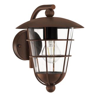 Eglo Außen-Wandlampe Pulfero, 1 flammige Außenleuchte, Wandleuchte aus verzinktem Stahl und Kunststoff, Farbe: Braun, Fassung: E27, IP44