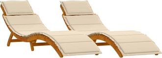 vidaXL Vidaxl - Sonnenliege 2 pcs Beige 184 x 55 x 64cm Massivholz Akazie