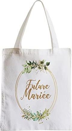 Fabulous Grand Sac Shopping Plage Etudiant Future Mariée Mariage Noces Cercle Fleurs, Blanc, Taille unique