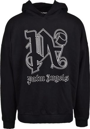Palm Angels Homme, Sweatshirts et sweats &agrave; capuche, Noir, Taille: L Felpa cappuccio