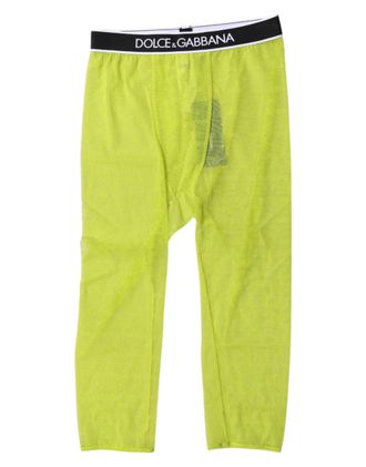 Dolce & Gabbana Womens Green Dg Logo Nylon Cropped Tights Underwear Elastane Clothing