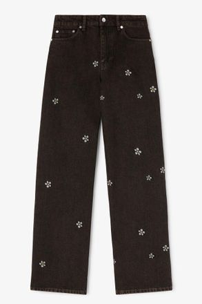 Ganni Jean Izey Daisy Duck Marron Coton biologique - Taille 26W/33L - Pour Femme