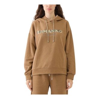 Ermanno Scervino Sequin Logo Hoodie - - Sweatshirts & Hoodies - Damen - Braun - XS