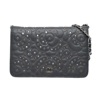 Chanel Pre-owned Studded Lambskin Camellia Wallet On Chain - - Pre-owned - Damen - Schwarzk - ONE SIZE