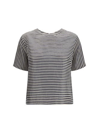 Cruna Womens Short-Sleeved T-Shirt Midnight Blue Linen T-Shirts & Jerseys