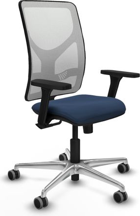 Piqueras y Crespo Atmungsaktiver Schreibtischstuhl mit 3D-Armlehnen, h&ouml;henverstellbare Lendenwirbelst&uuml;tze, ausgestattet mit 3 Positionen und Schneideschaum, Wei&szlig;/Marine