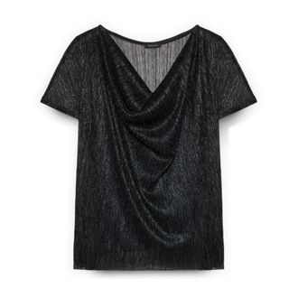 Fiorella Rubino Lurex-T-Shirt mit weichem Ausschnitt - - Blouses & Shirts - Damen - Blau - S