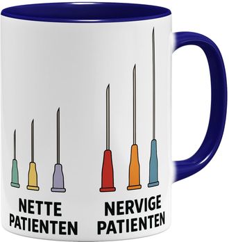 OM3 Nette Patienten - Nervige Patienten Kaffee-Tasse mit Spruch - Lustige Praxistasse f&uuml;r Arzt, &Auml;rztin, Krankenschwester Pfleger - Keramik Becher - 325ml 