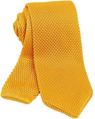Alizeal Cravates tricotées décontractées multicolores vintage pour homme, 118-Jaune, taille unique