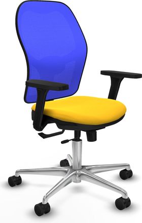 Piqueras y Crespo B&uuml;rostuhl, ideal f&uuml;r die Arbeit mit 3D-Armen, h&ouml;henverstellbare Lendenwirbelst&uuml;tze, ausgestattet mit Syncro/Traslack und injiziertem Schaumstoff, Blau