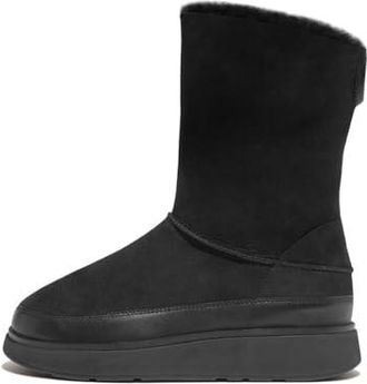 FitFlop Femme Gen-FF Bottes Courtes en Peau de Mouton Double Face, Tout Noir, 42.5 EU