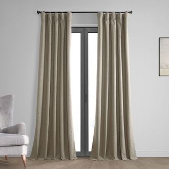 Half Price Drapes Vintage-Verdunkelungsvorhänge für Schlafzimmer und Wohnzimmer, 50 x 108 cm, Thermo-Kreuz-Leinengewebe, FLCW-CBO2204-108 (1 Panel), warmes Taupe
