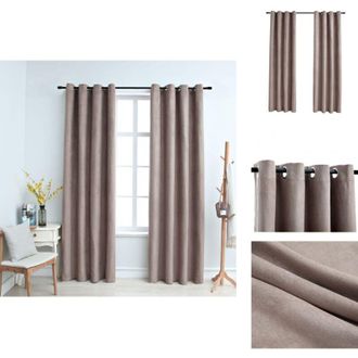vidaXL Verdunkelungsvorh&auml;nge mit Metall&ouml;sen 2 Stk. Taupe 140x225 cm - Elegante Vorh&auml;nge - Wohnraumdekoration - Gardinen Taupe - Vorh&auml;nge Mit Wildlederlook
