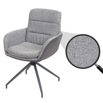 Mendler Esszimmerstuhl HWC-K32, K&uuml;chenstuhl Lehnstuhl Stuhl, drehbar Auto-Position, Stoff MVG - grau-dunkelgrau