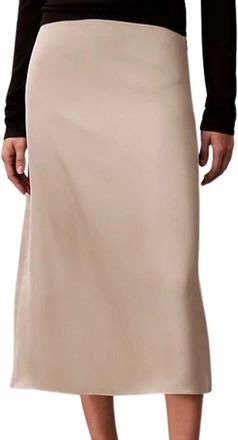 Calvin Klein Femme, Jupes, Beige, Taille: 38 FR Matte Shine Satin Midi Skirt