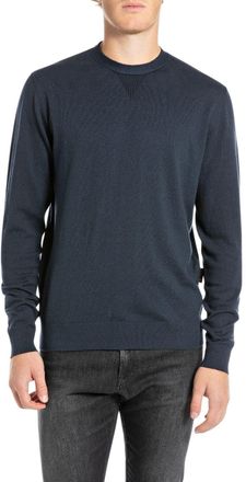 Replay Herren Pullover mit Rundhalsausschnitt, Blau (Indigo 284), XL