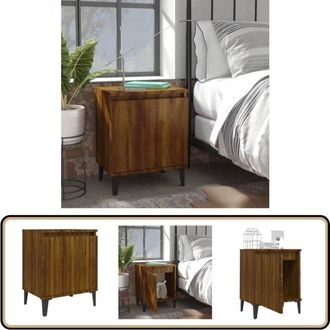 vidaXL Table de chevet avec pieds en métal chêne marron 40x30x50 cm - Table De Chevet Industrielle - Meuble De Chambre - Table Nuit - Design Moderne