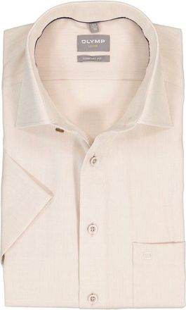 Olymp Herren Kurzarmhemd beige Comfort Fit