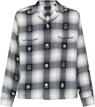 AllSaints chemise à carreaux et symbole de paix - Bleu