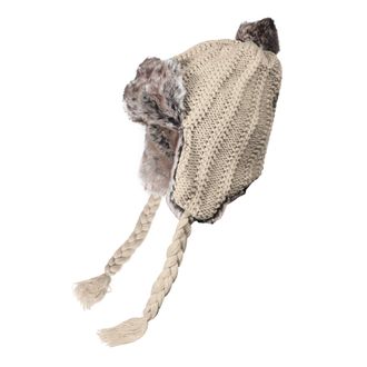 ZLYC Damen Winter Peruanische M&uuml;tze Strickm&uuml;tze Warme Ohrenklappe Beanie Kunstpelz Pompon M&uuml;tze(H&auml;keln Beige),Einheitsgr&ouml;&szlig;e