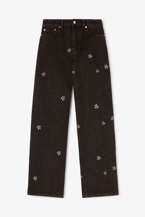 Ganni Jean Izey Daisy Duck Marron Coton biologique - Taille 28W/33L - Pour Femme