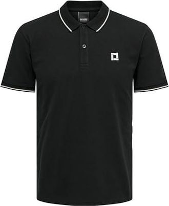 Only & Sons Homme Onsfletcher Slim Noos Polo, Noir/D&eacute;tails : Bande Contrast&eacute;e Blanche Brillante, XL EU