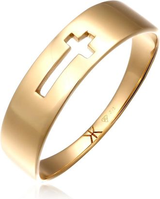 Kuzzoi Ringe - Ring Kreuz Cut Out Unisex 375 Gelbgold - Gr. 52 MM - in Gold - für Damen