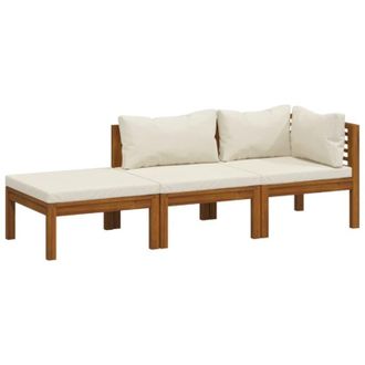 vidaXL Vidaxl - 3-tlg. Garten-Lounge-Set mit Creme Kissen Massivholz Akazie