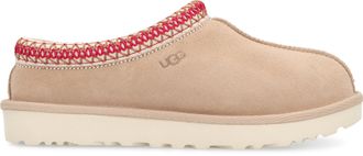 UGG Womens Smooth Suede Slippers With Sheepskin Lining Beige Ovine Leather Flat Shoes