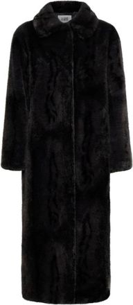 Silvian Heach Femme, Manteaux, Brun, Taille: 38 FR Manteau long noir en fausse fourrure