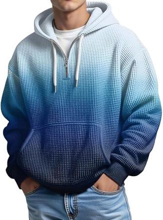 Generic 2026 Hoodie Sweat &agrave; Capuche Homme Pull Homme Zipp&eacute; Manches Longues Couleur Unie Sweatshirt &eacute;pais Poche Kangourou Sweat pour Hiver et Automne